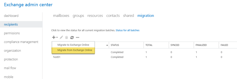 Migrate mailbox back to Exchange On premise: Migrate mailbox back to Exchange On premise: